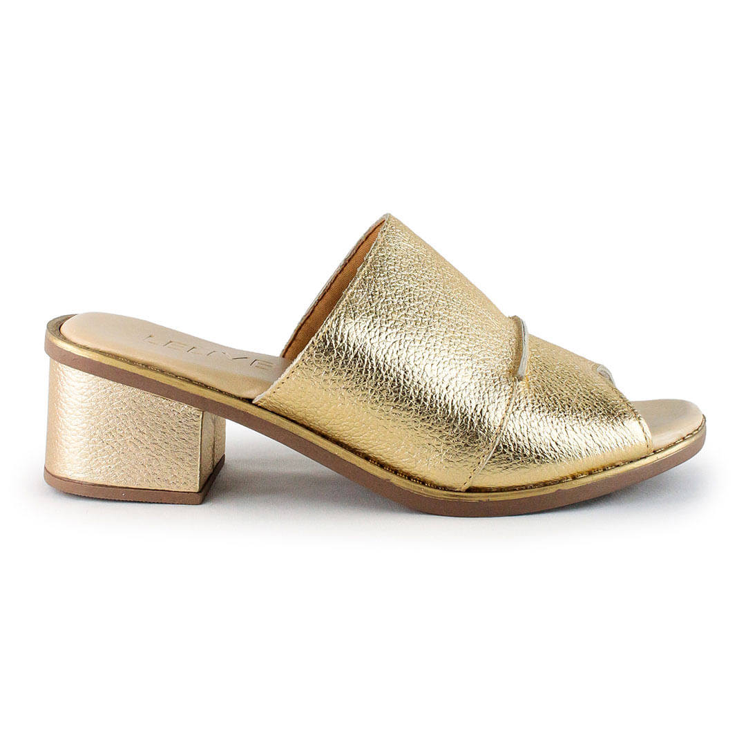 Tamanco salto bloco Cinira Ouro Light